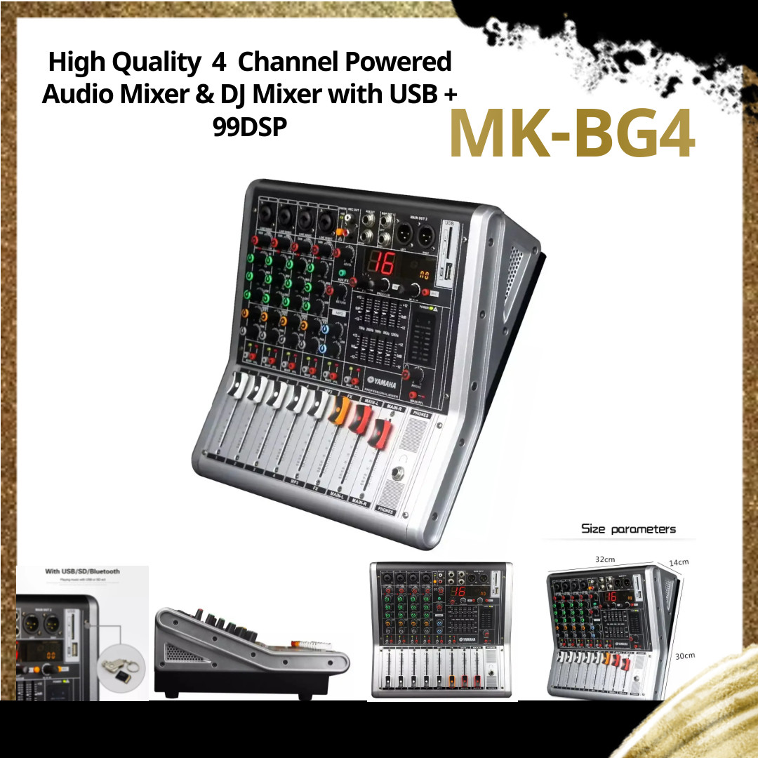 High Quality 4 Channel Powered Audio Mixer & DJ Mixer with USB + 99DSP ...
