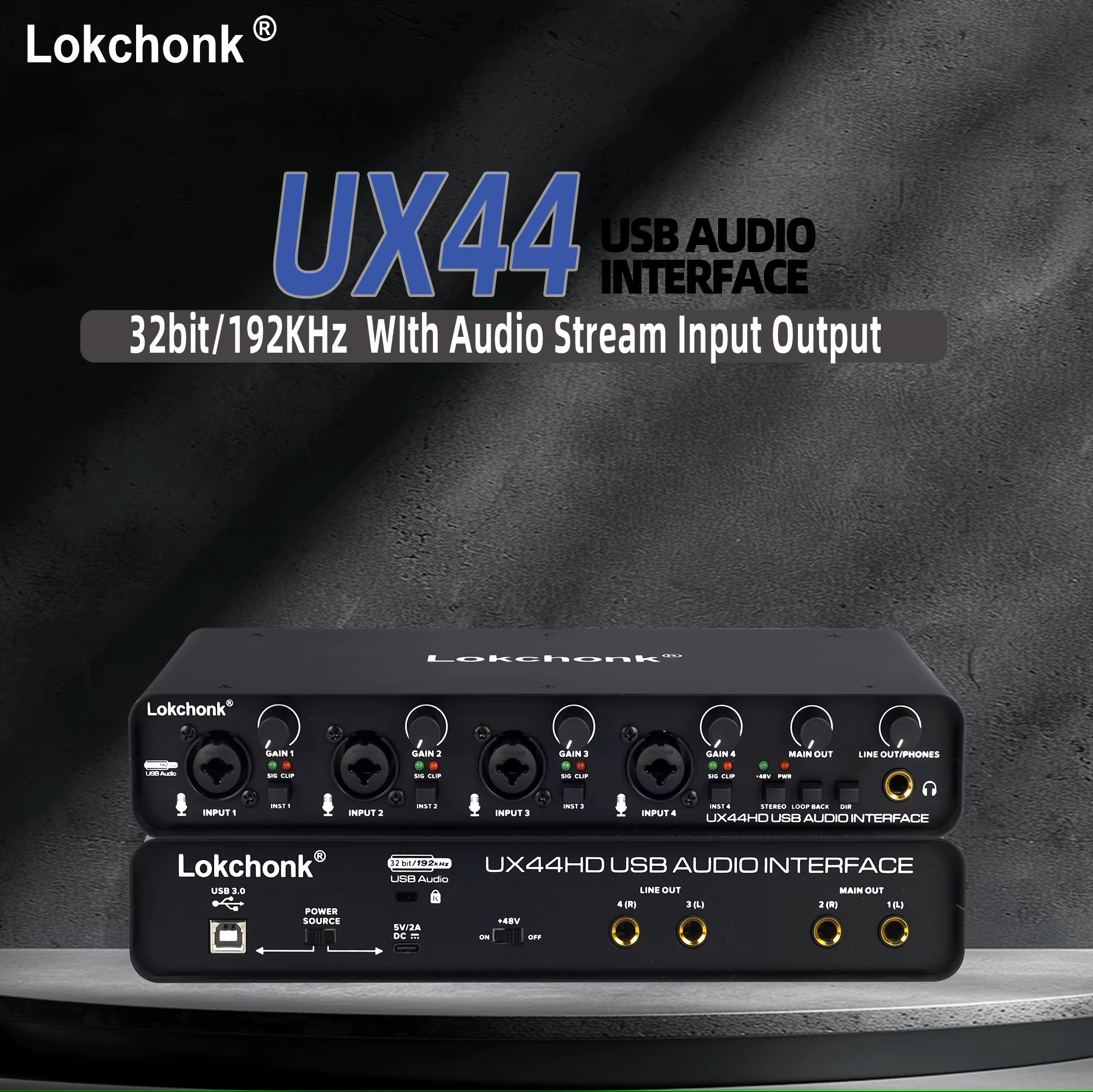 UX44 Audio Interface Sound Card 4-Channel Mixer,Live Professional ...