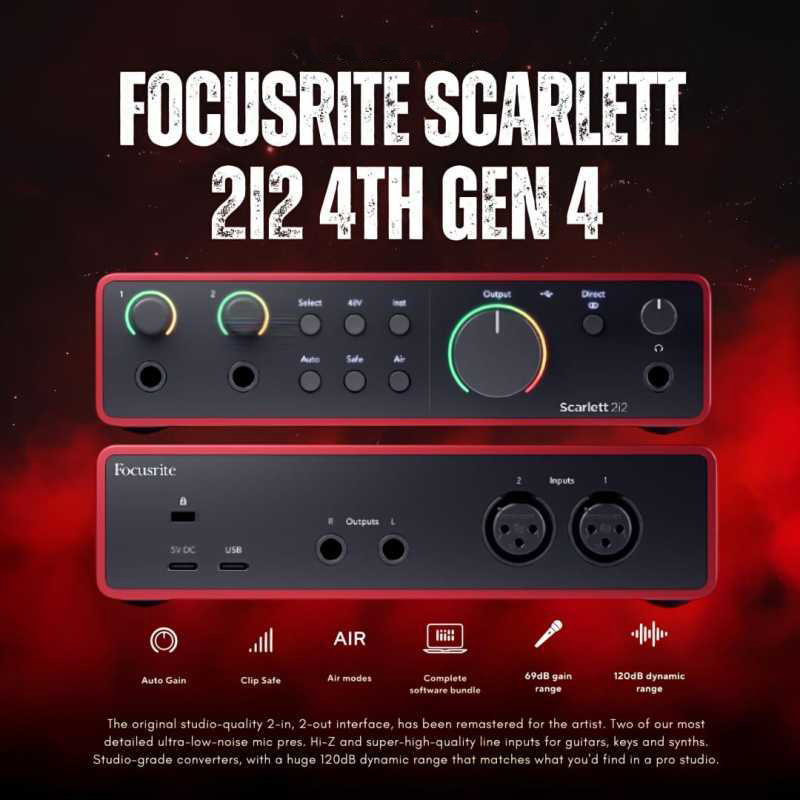 Focusrite Scarlett 2i2 USB-C Audio Interface Sound Card(4th Generation ...
